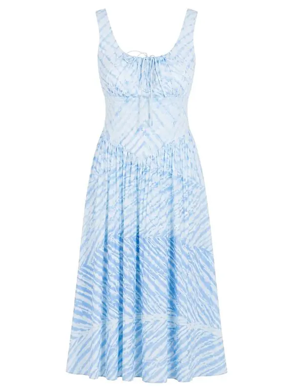 CHARKHA & LOOM Rhea Milkmaid Midi Dress - Blue