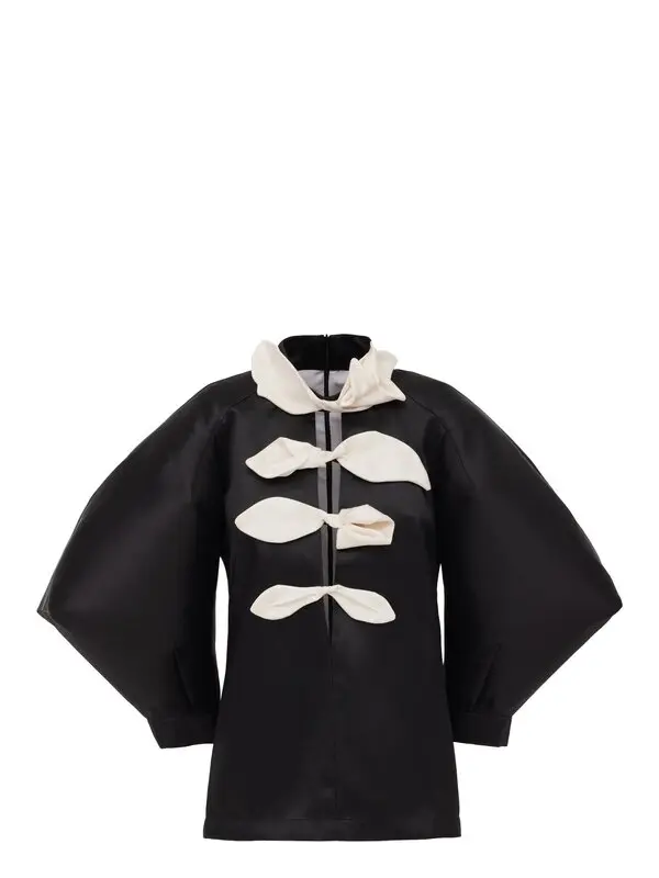 JULIA ALLERT Taffeta Blouse With Bow Detailing - Black