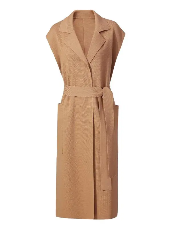 NUAJE NUAJE Marlee Merino Wool Long Cardigan Vest - Brown