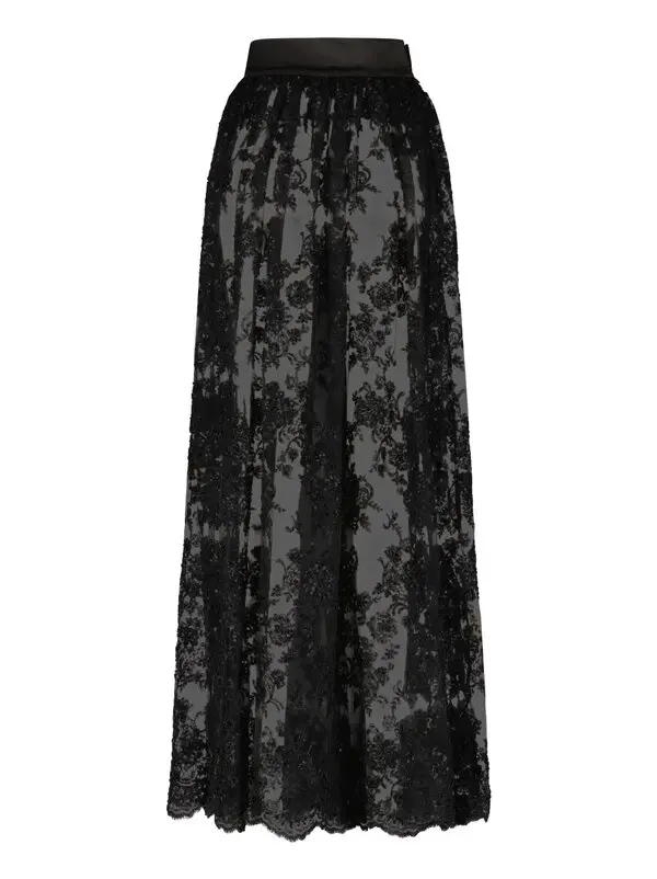 MONIQUE SINGH Embroidered Lace Maxi Skirt - Black