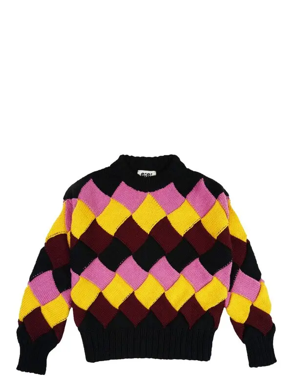 GIGI KNITWEAR Multi-coloured Basket-weave Sweater - Red