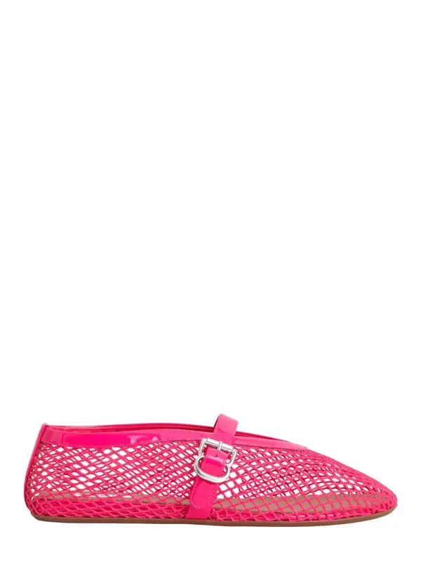 Alaïa Leather Mesh Ballet Flats - Pink