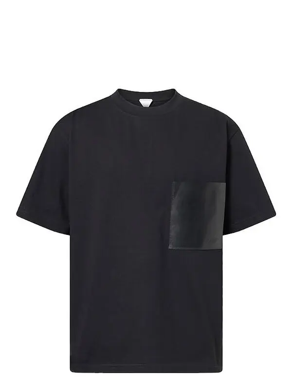 Bottega Veneta Leather-pocket Cotton T-shirt - Double Black