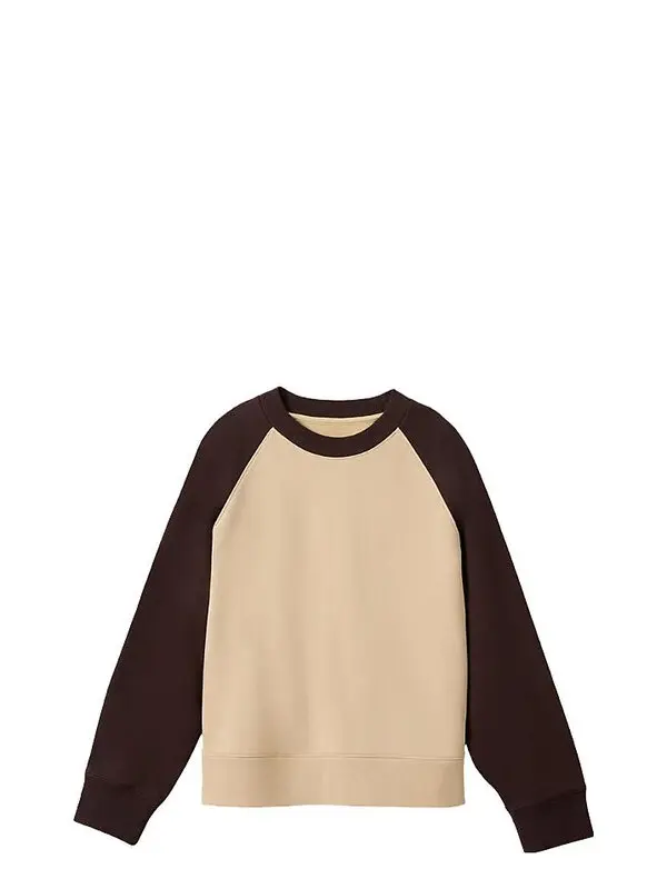 Whistles Crewneck Contrast-sleeve Cotton Sweatshirt - Brown/multi