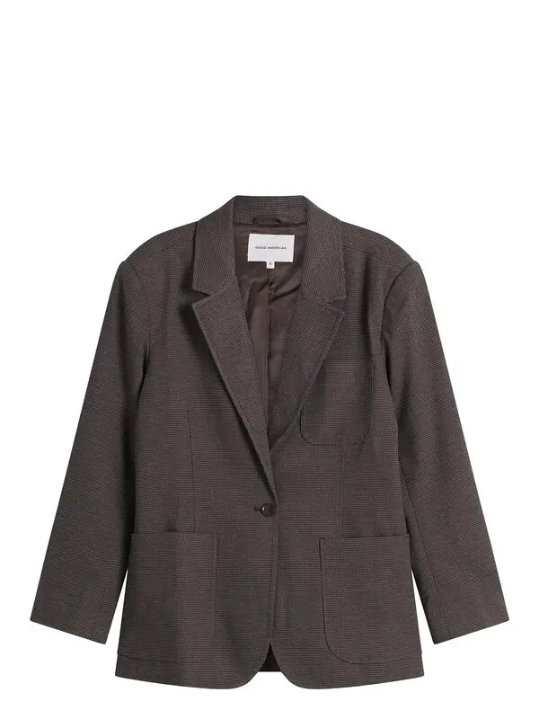 Good American Oversized Houndstooth Blazer - Charcoal Mini Houndstooth