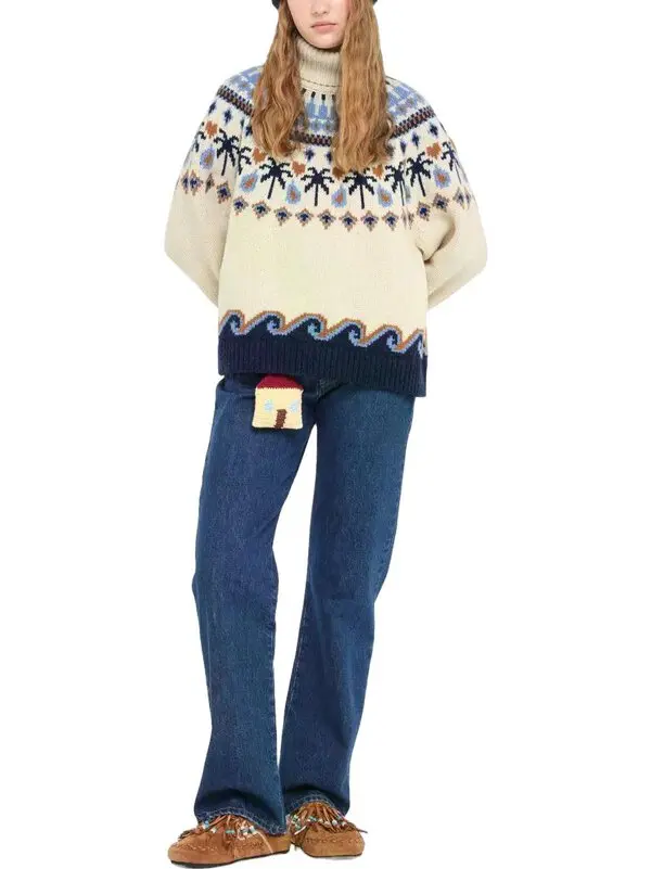 Alanui Virgin Wool Fair Isle Motif Sweater - Neutrals