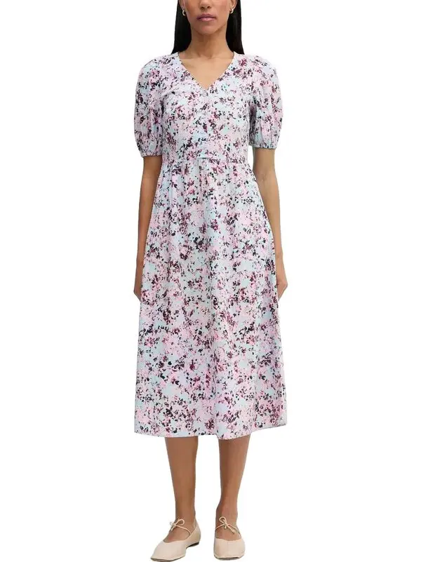 Marc O'polo Floral Print Puff Sleeve Midi Dress - Blue