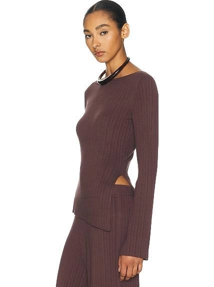 L'academie Sibylla Rib Knit Top - Chocolate