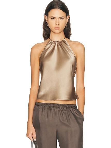 Donni. The Silk Halter Top - Shitake