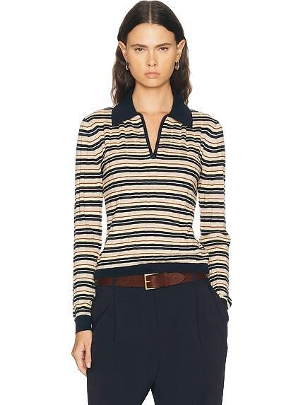 Guest In Residence Track Polo Sweater - Midnight Combo