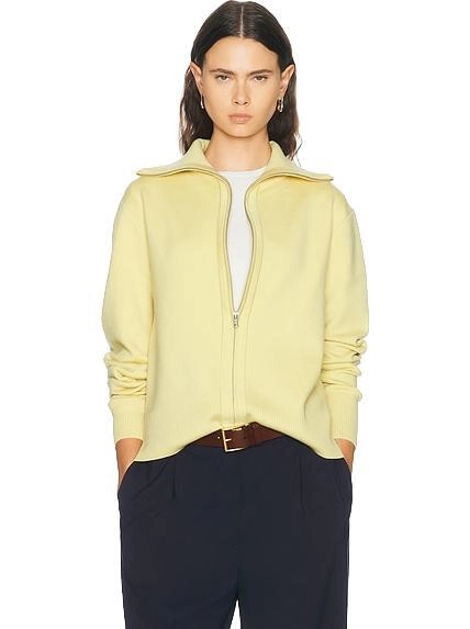 ENTIRE STUDIOS Knit Zip Up Jacket - Custard