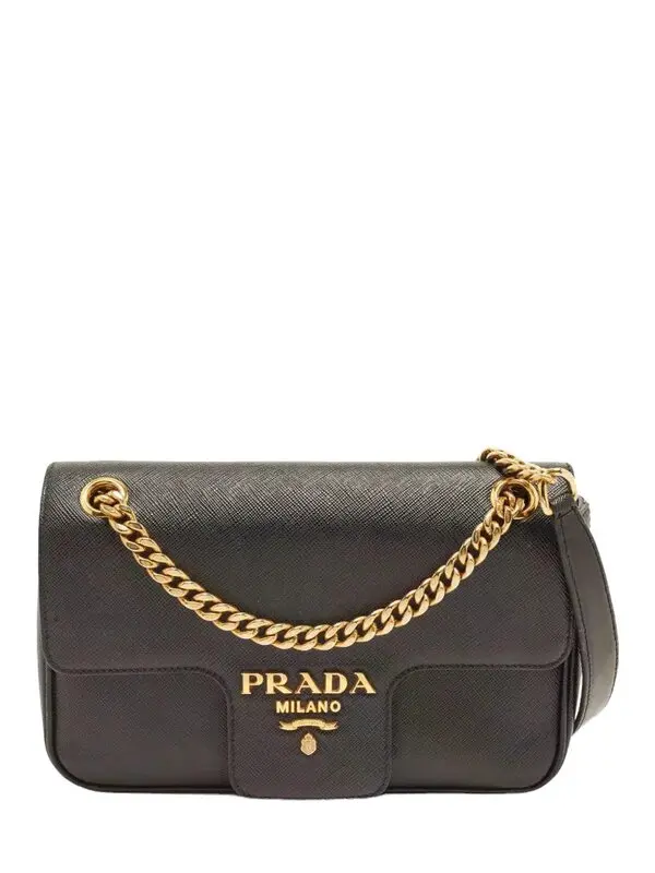 Prada Pattina Flap Crossbody Bag - Black