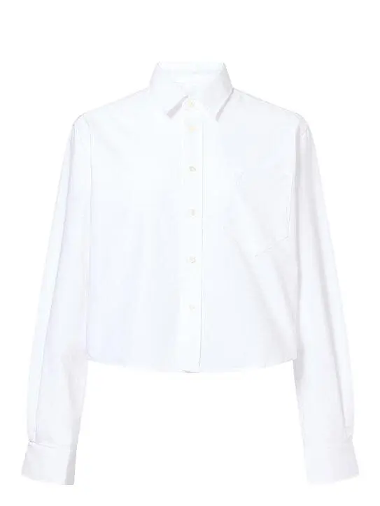 AMI Paris Cropped Cotton Shirt With Logo Pocket - Blanc Naturel
