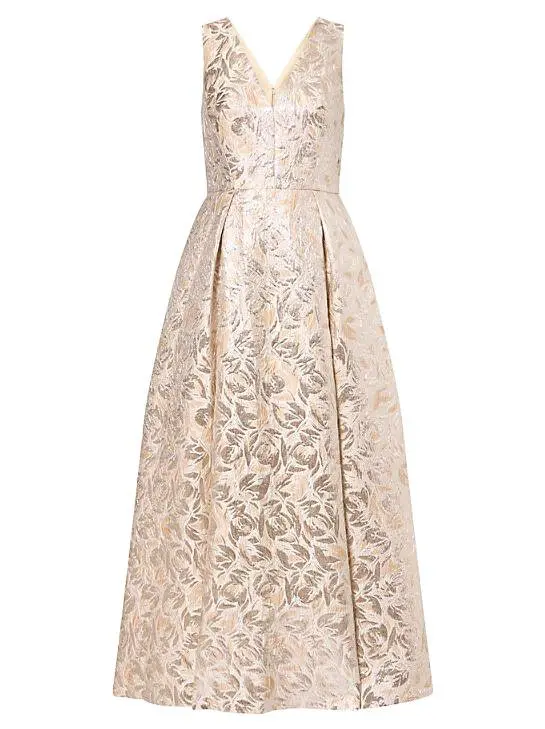 Huishan Zhang Floral-jacquard Woven Maxi Dress - Gold