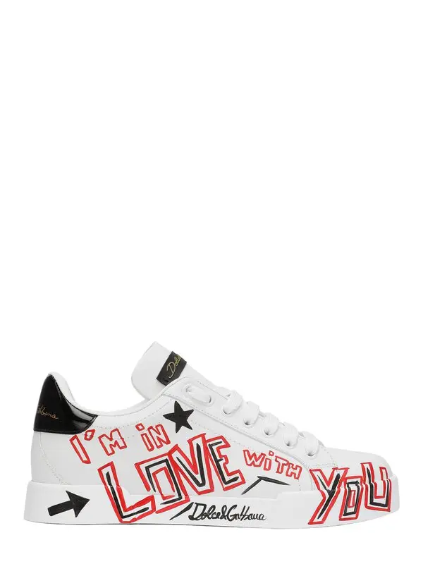 Dolce & Gabbana Limited Edition Hand-painted Calfskin Sneakers - Multicolor