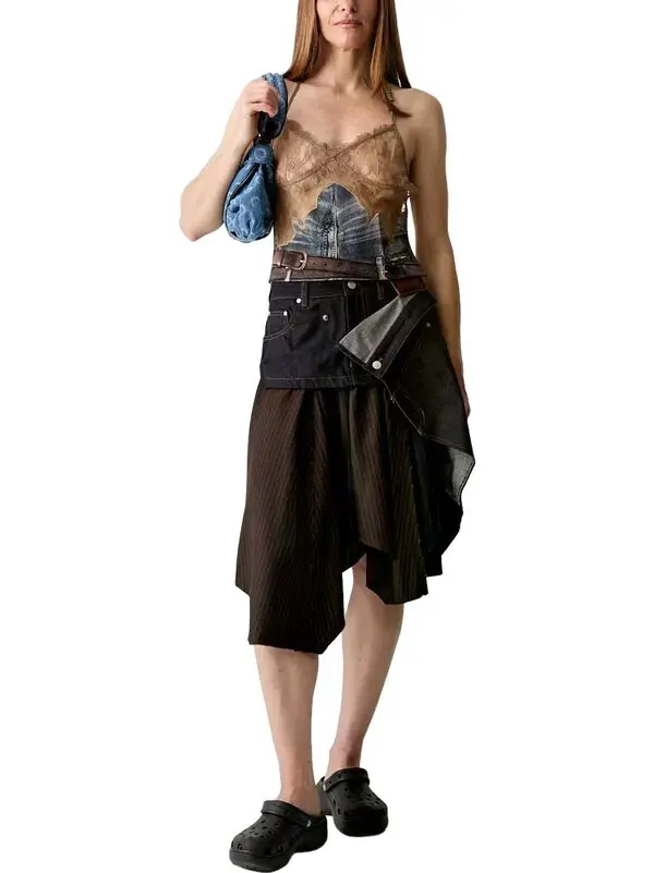 Andersson Bell Lace-panelled Trompe-l'oeil Halterneck Top - Neutrals