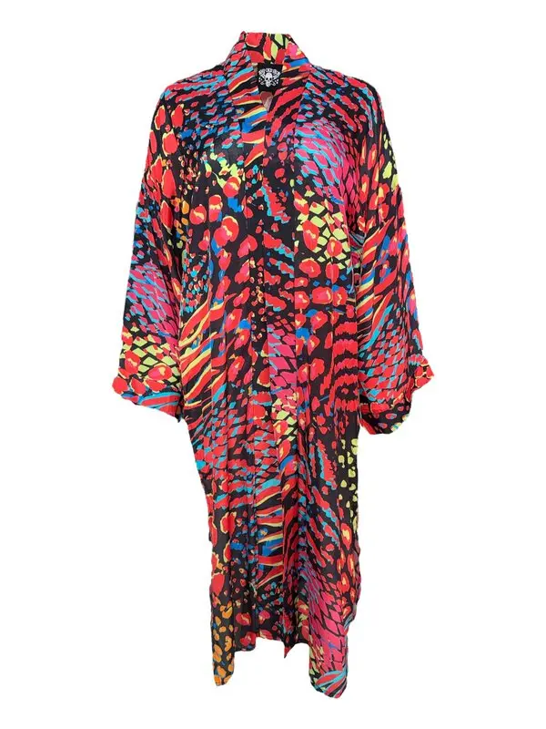 ANY OLD IRON Multicolor Neon Animal Print Duster - Black/red
