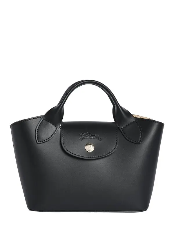 Longchamp Pure" Grained Leather Mini Tote Bag - Black