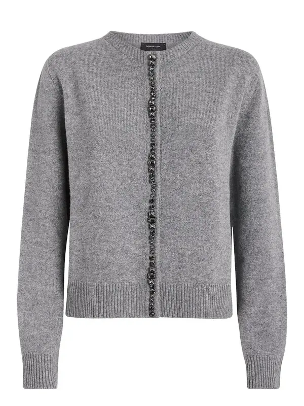 Fabiana Filippi Virgin Wool-silk-cashmere Embellished Cardigan - Grey