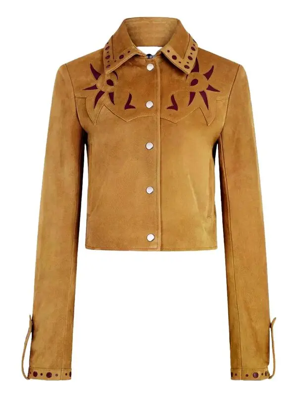 Rabanne Suede Graphic Detail Jacket - Neutrals