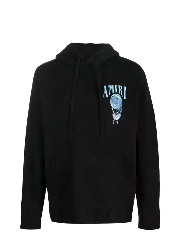 Amiri Graphic-embroidered Cotton-cashmere Hoodie - Black