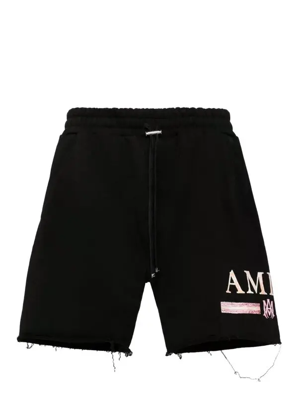 Amiri Logo-embroidered Cotton Shorts - Black