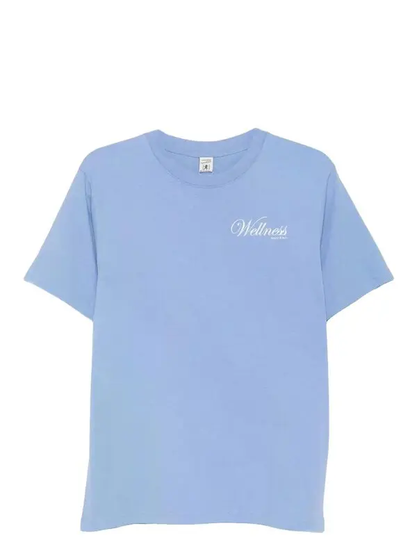 SPORTY & RICH Logo Print Cotton T-shirt - Blue