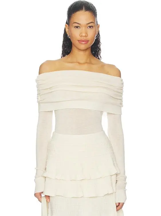 Susana Monaco Light Merino Off Shoulder Sweater In . Also - Cream