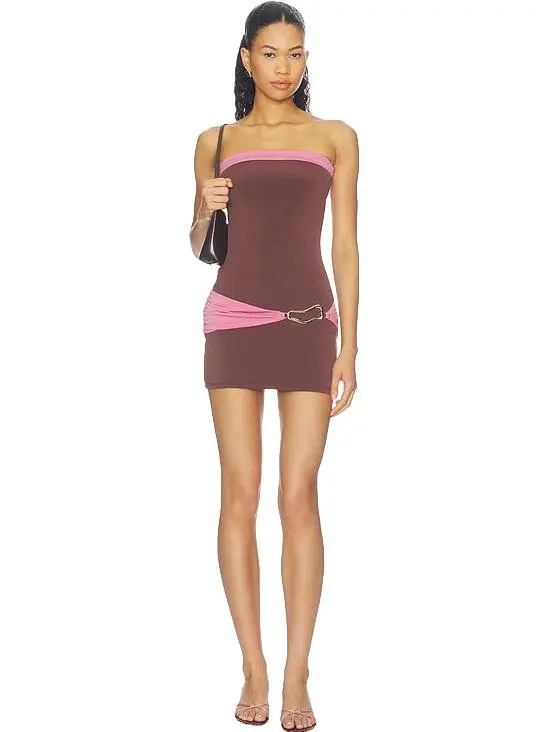 TIGER MIST Eos Colourblock Mini Dress - Chocolate