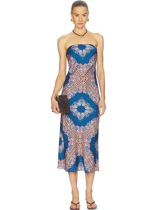 Misa Thara Midi Dress - Blue