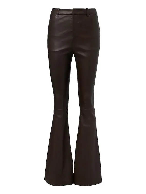 Vince Leather Flared Trousers - Brown