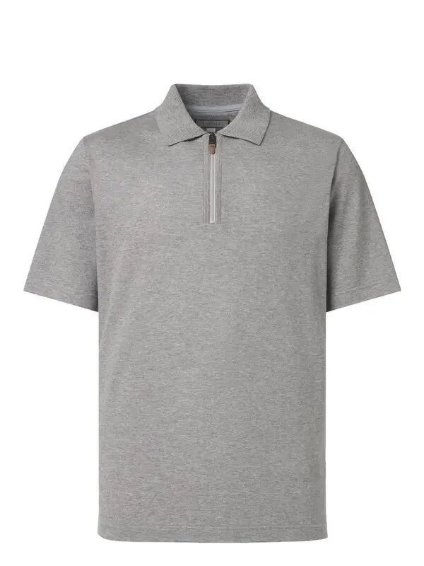 Canali Cotton And Cashmere Polo Sweater - Grey