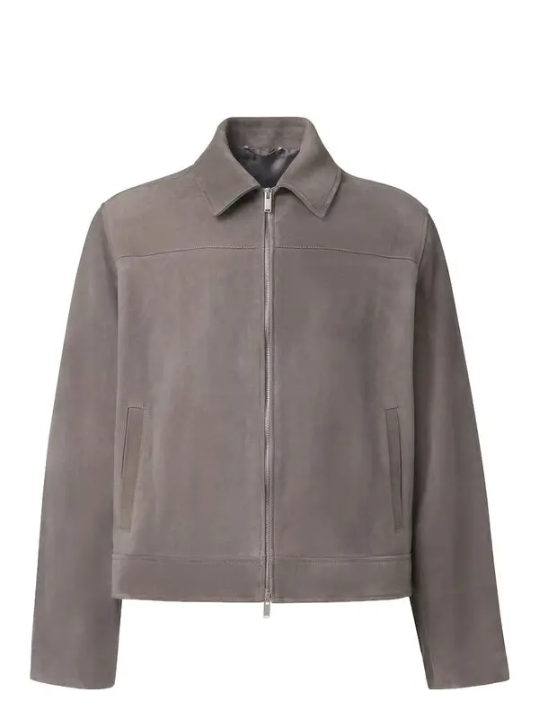 LARDINI Suede Zip-up Jacket - Grey