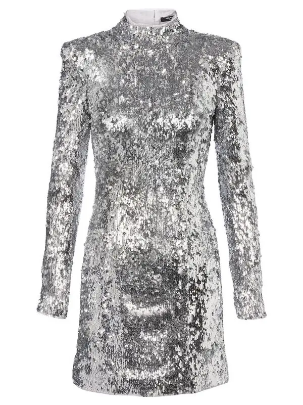 Balmain Sequined Minidress - Silver