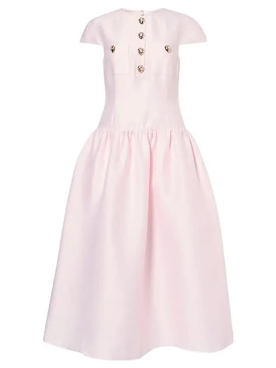 SELF-PORTRAIT Taffeta Midi Dress With Embellished Hardware - Pink