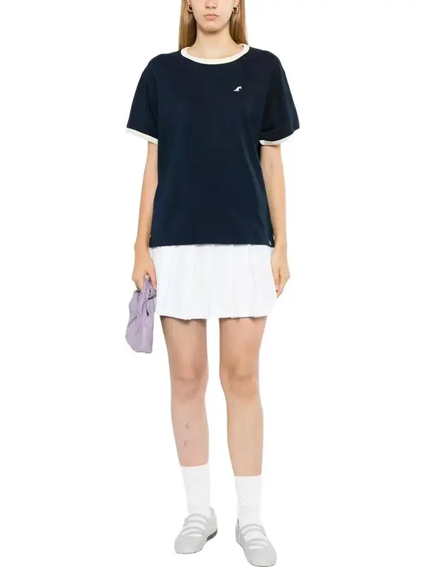 AGNES B. Logo Embroidered Crew Neck T-shirt - Blue