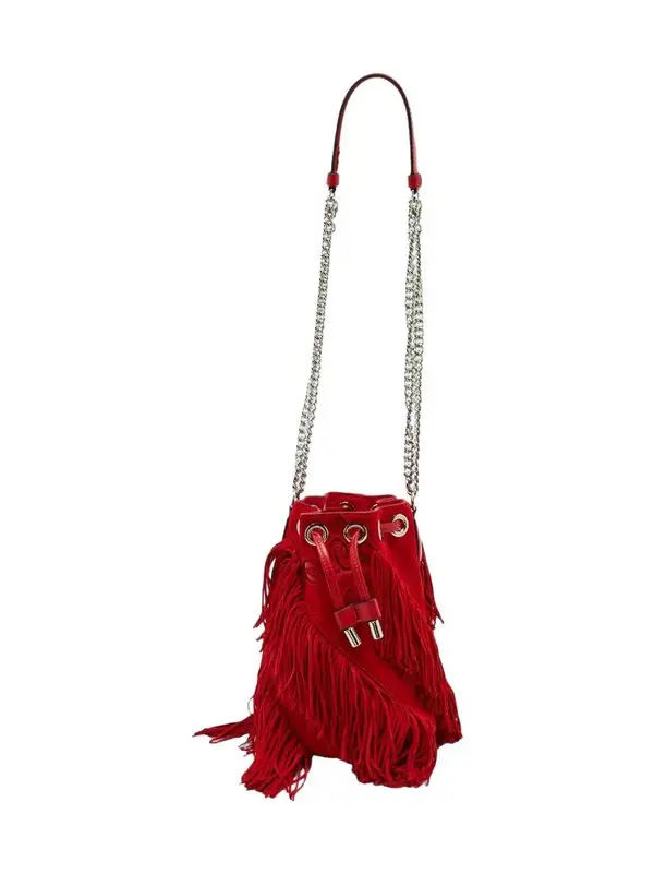 CHRISTIAN LOUBOUTIN Marie Jane Fringe Detail Bucket Bag - Red