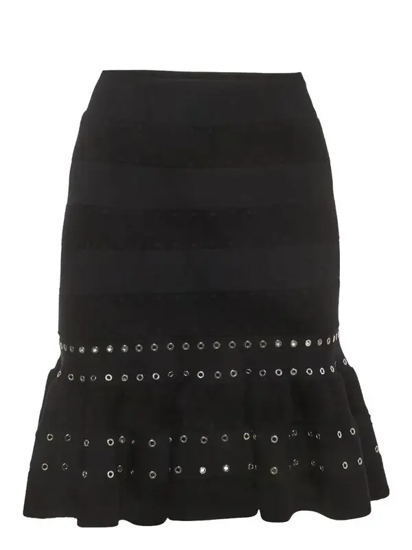 Alexander McQueen Eyelet Ruffled Midi Skirt - Black