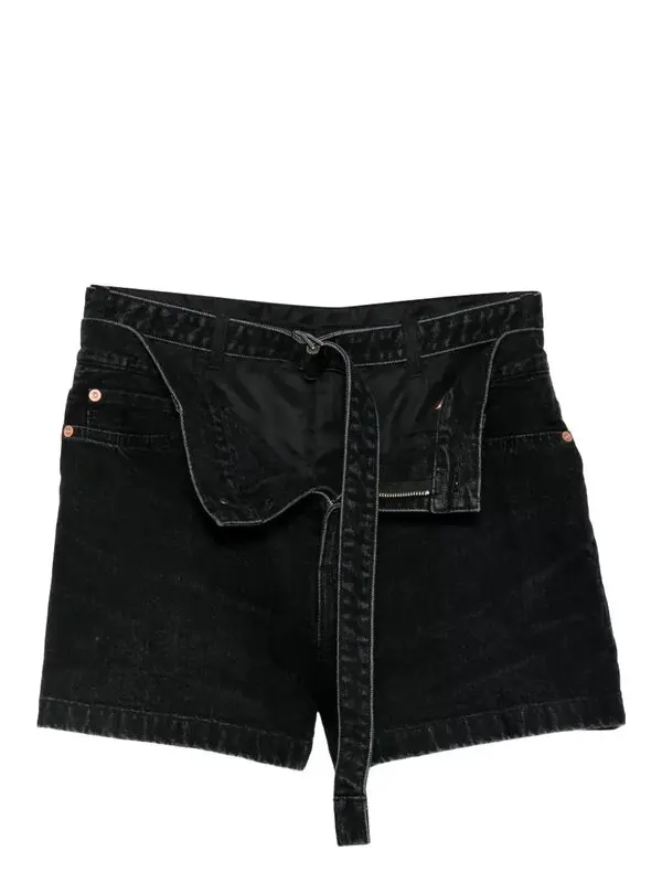 Sacai Belted Denim Shorts - Black