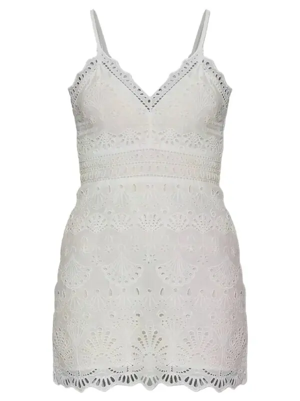 LoveShackFancy Peppy Broderie Anglaise Mini Dress - White