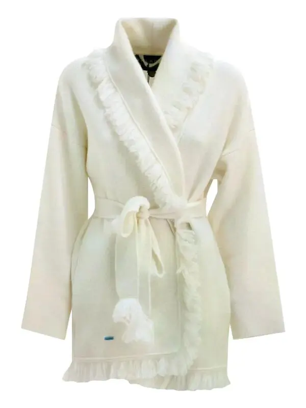 Alanui Fringe-trim Belted Cardigan - White