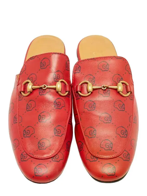 Gucci Princetown Gg Ghost Horsebit Mules - Red
