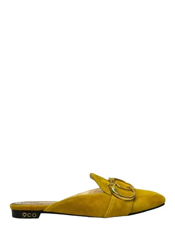 CHARLOTTE OLYMPIA Mules With Feline Motif Buckle - Yellow