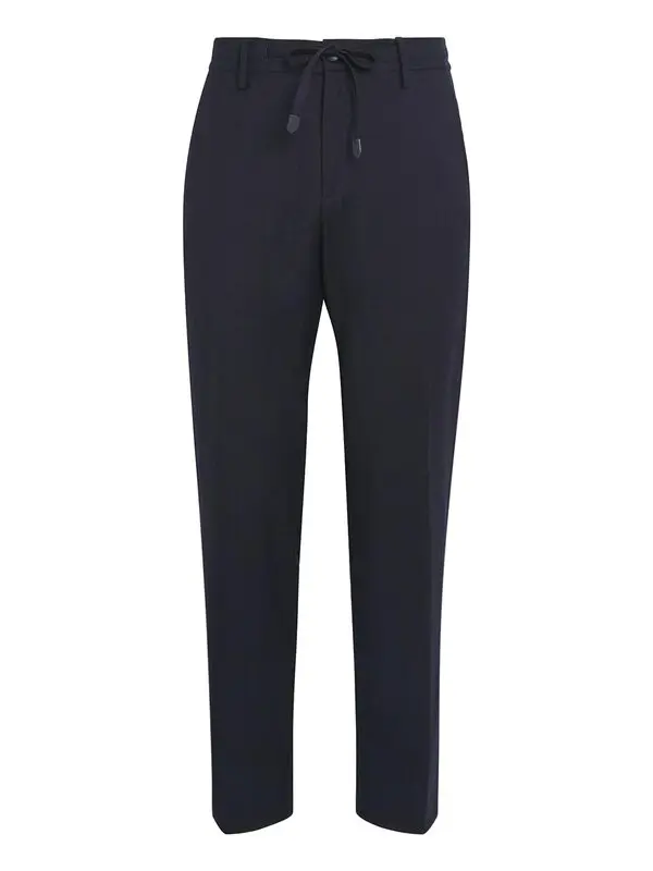 Canali Wool Drawstring Trousers - Navy