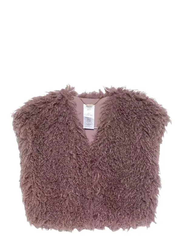 Liu Jo Faux Fur Sleeveless Cropped Jacket - Purple