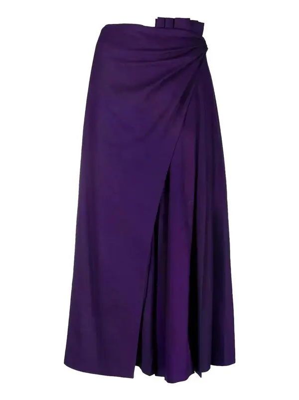 Alberta Ferretti Draped Stretch-wool Midi Skirt - Purple