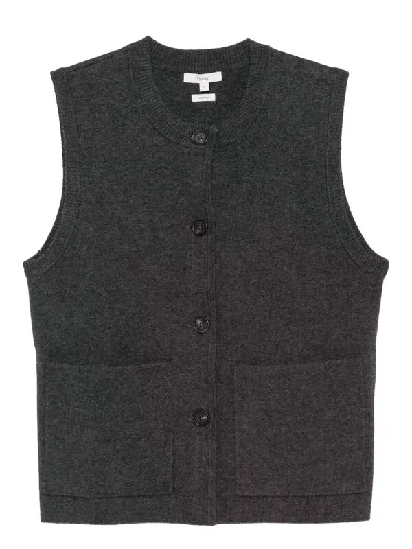YERSE Button-front Fine Knit Gilet - Grey
