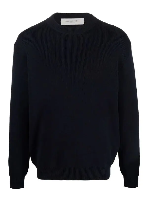 GOLDEN GOOSE Logo Organic Cotton Sweater - Blue