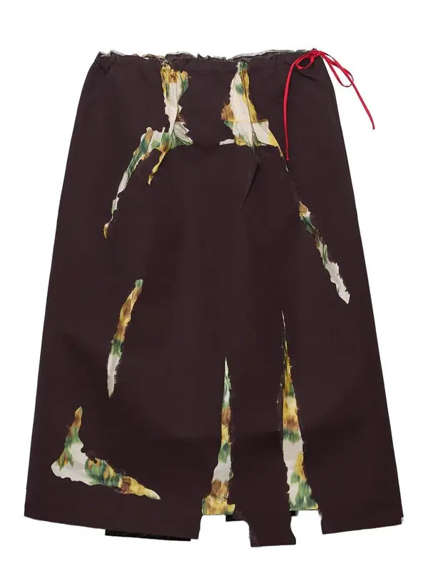Prada Bonded Gabardine Skirt With Devoré Effect - Ebony