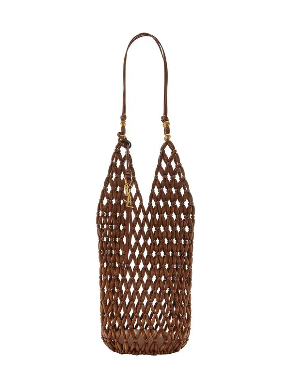 Saint Laurent Beaded Bucket Bag - Brown